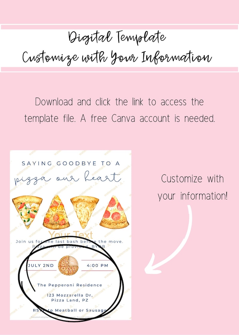 Going Away Party Saying Goodbye to a Pizza Our Heart Digital Invitation ...