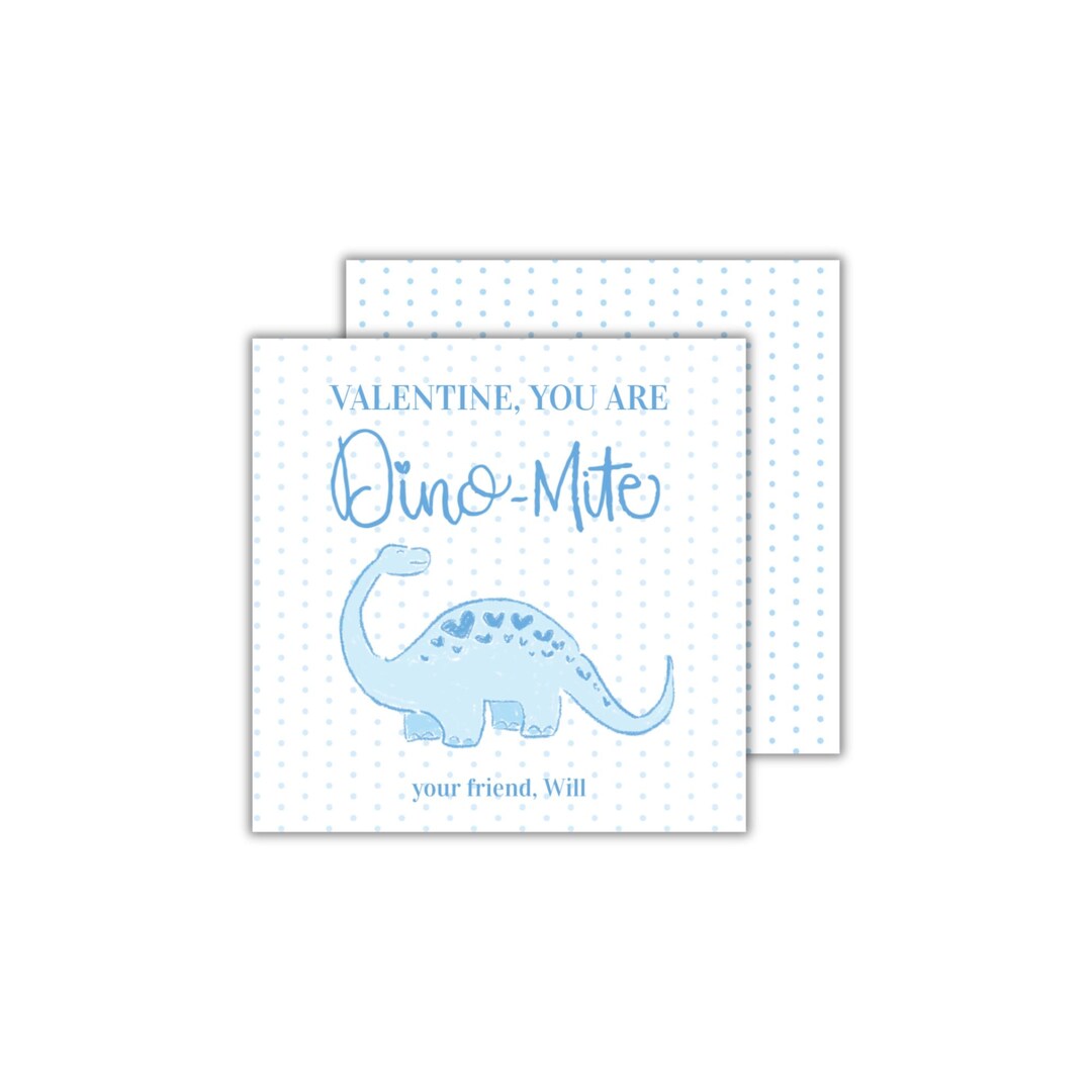 Printable You're Dino-mite Valentine Tag Watercolor Dinosaur Valentine ...