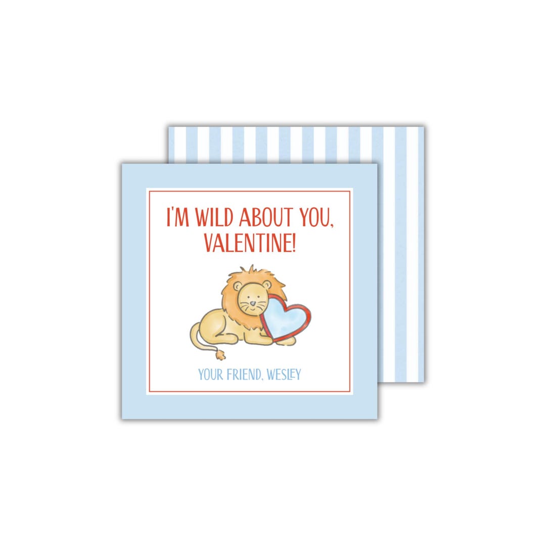 Watercolor Lion I'm Wild About You Valentine Treat Tag: Printing ...