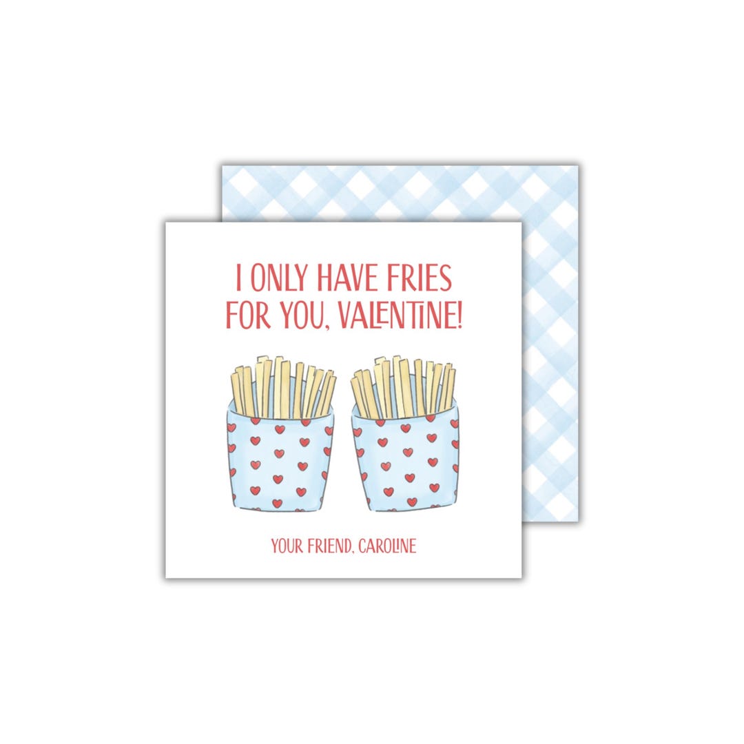 Watercolor French Fries Printable Valentine Tag for Kids: Printing ...
