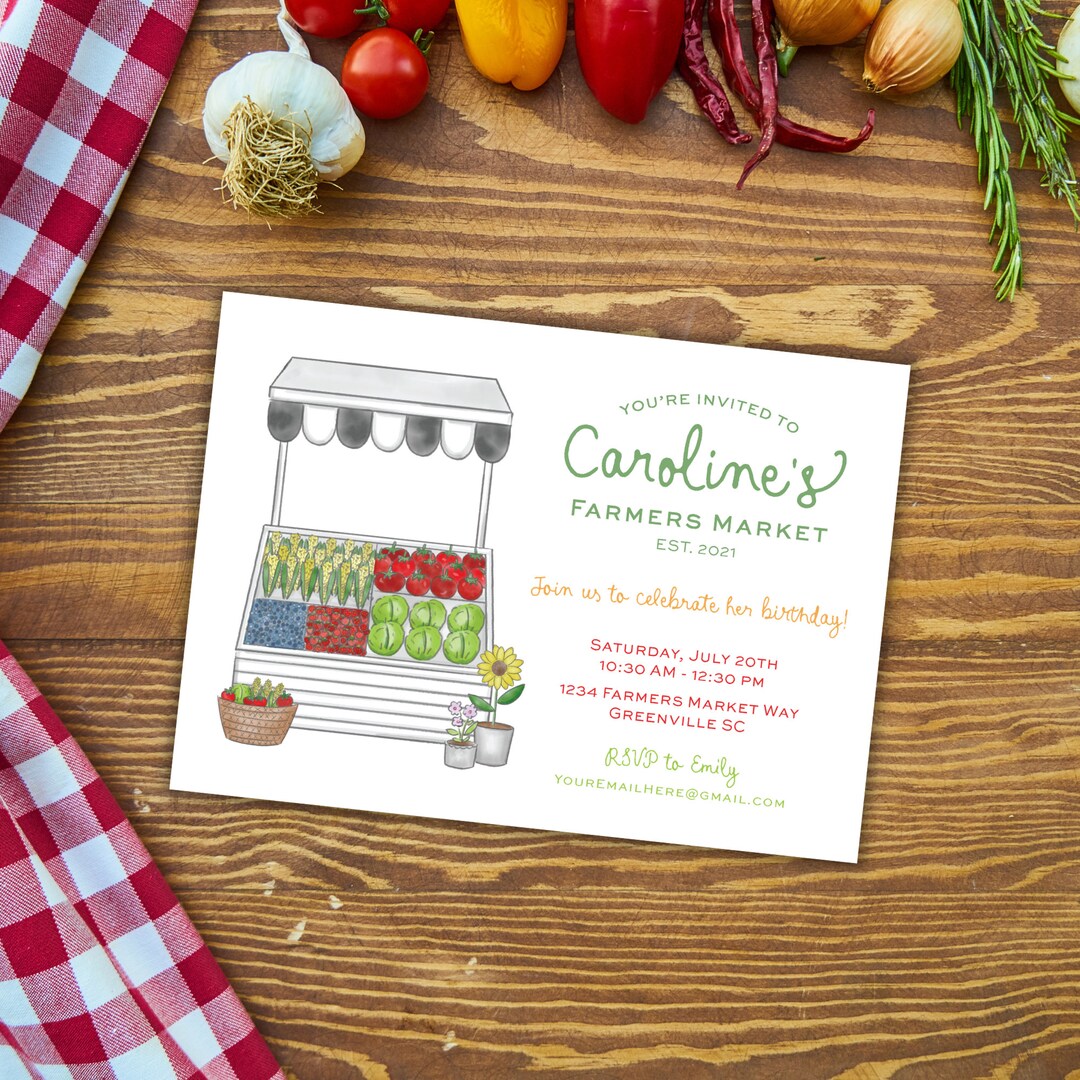 Farmers Market Birthday Invitation Printed Invitations Kids Birthday ...