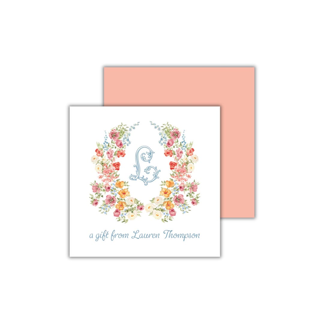 Monogrammed Floral Gift Enclosure Cards: Watercolor Garden Calling ...
