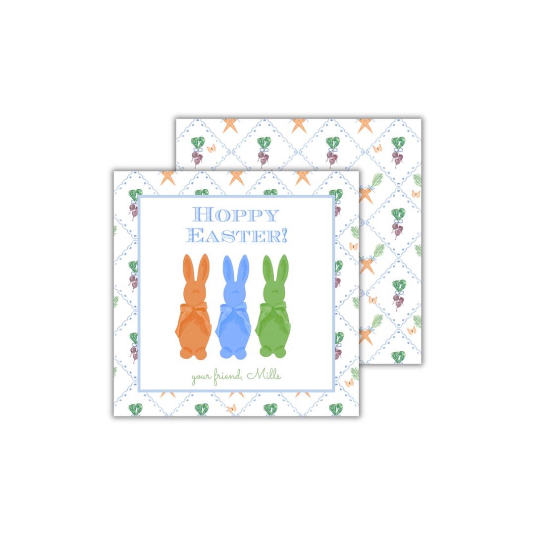 Printable Easter Tag Template - Flocked Bunnies Easter Gift Tag - Peter ...