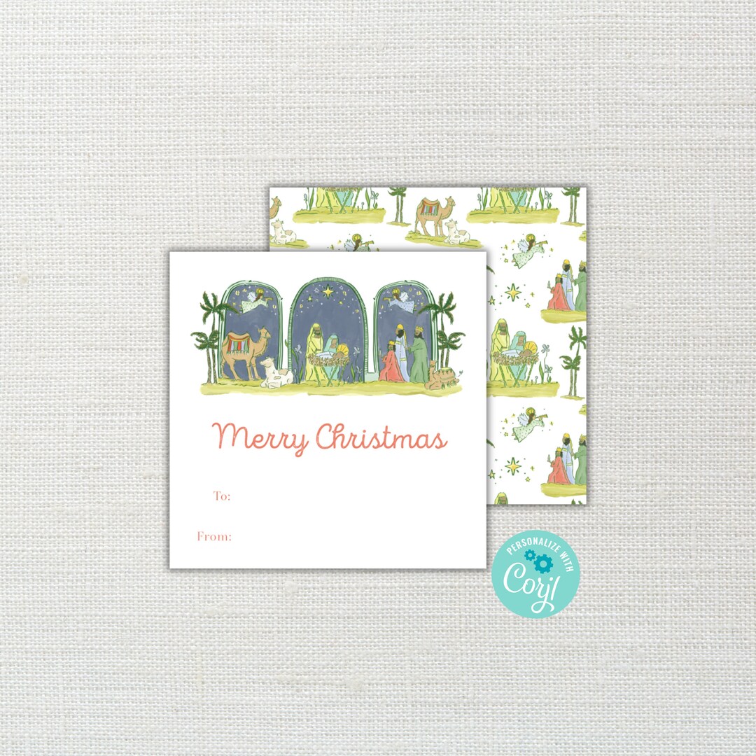 Printable Christmas Gift Tag Template Nativity Scene Religious ...