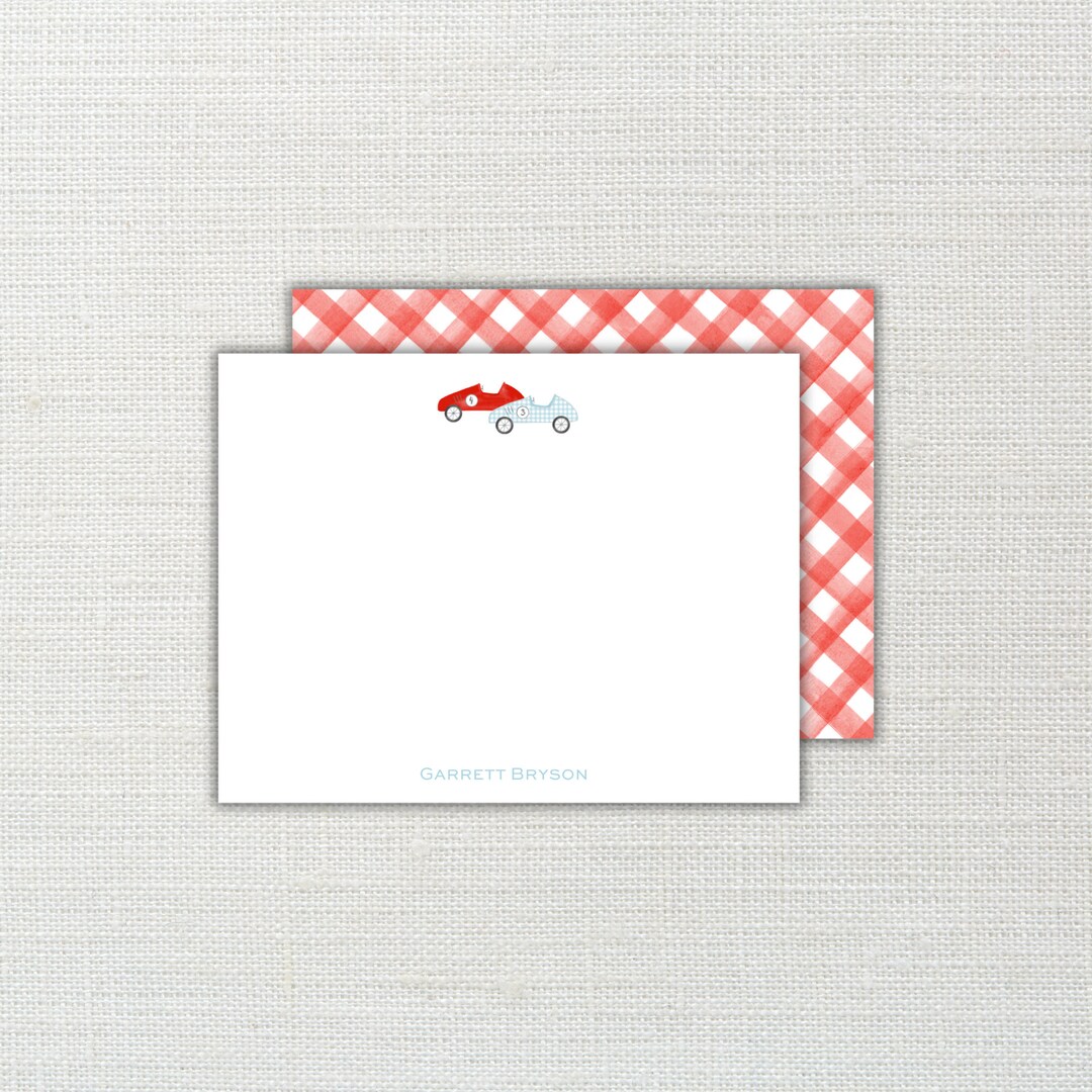 Printable Notecards for Boys - Race Car Notecards - Boys Car Stationery ...