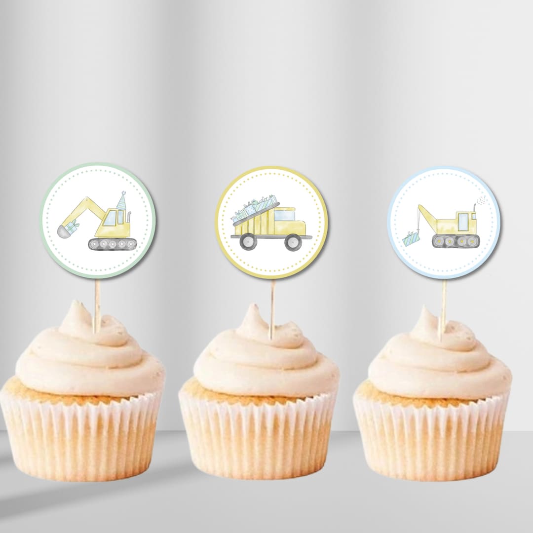 Printable Construction Vehicle Cupcake Toppers Instant Download - Boy ...