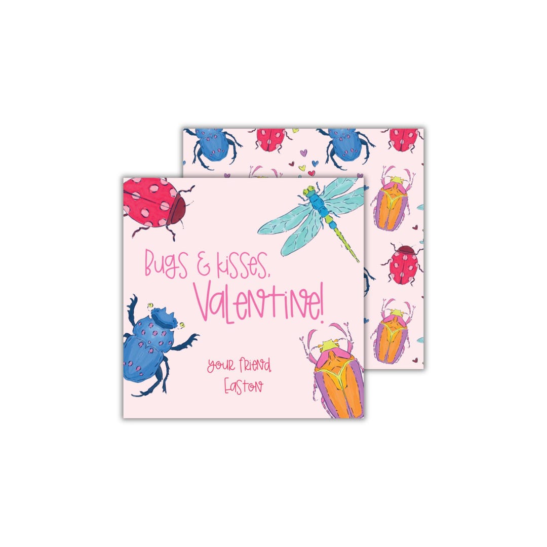 Printable Bug Valentines Cards for Kids Bugs and Kisses Valentine Favor ...