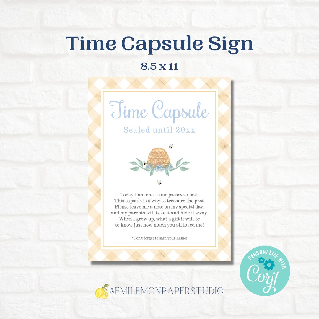 Printable Time Capsule Sign Template Bumblebees First - Etsy