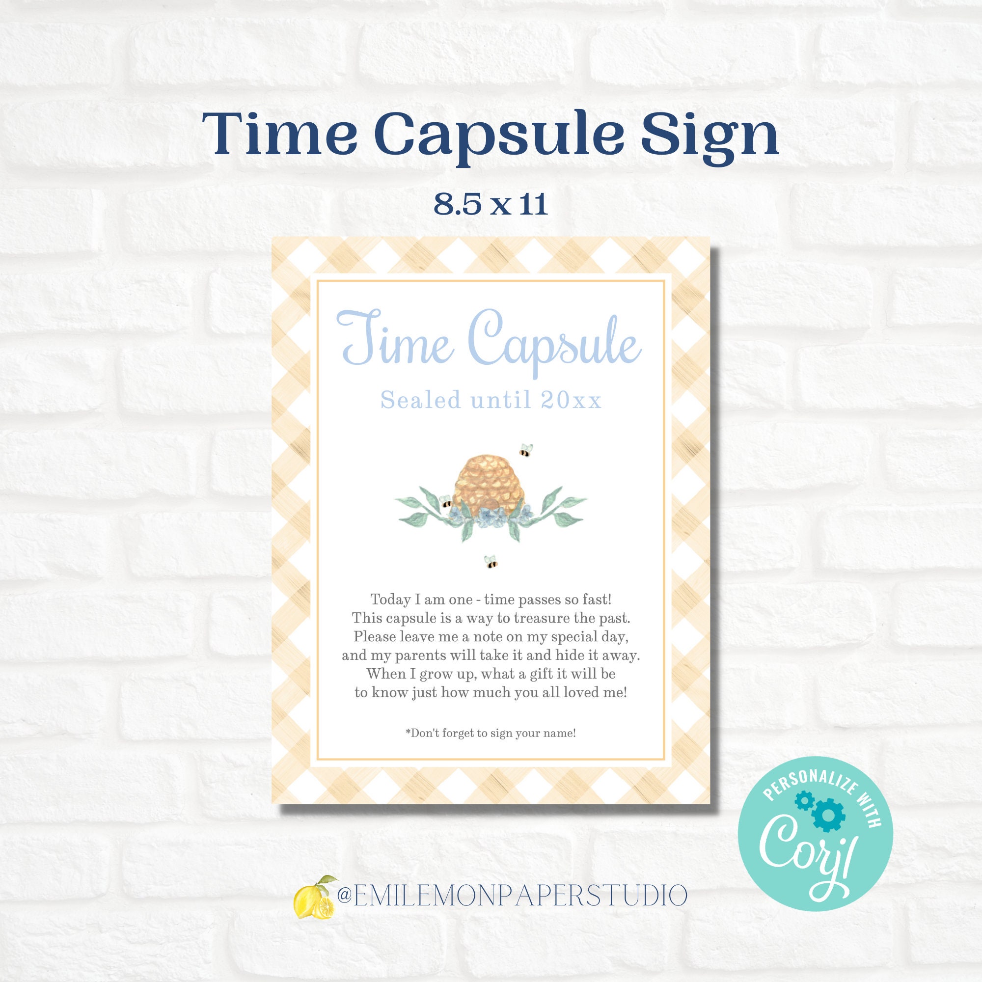 Printable Time Capsule Sign Template Bumblebees First - Etsy