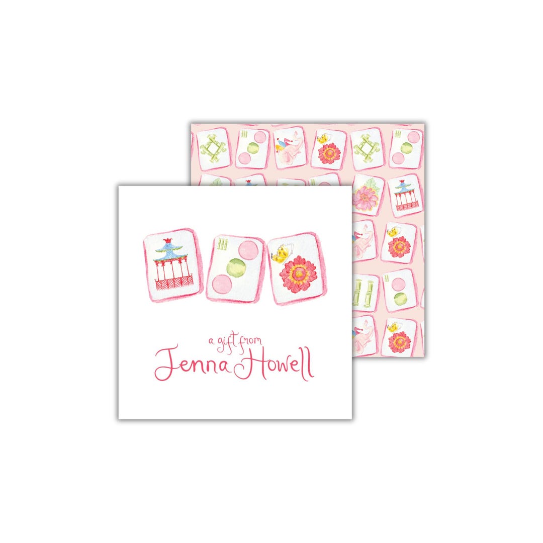 Mahjong Womens Calling Cards - Watercolor Mahjong Tiles Gift Enclosure ...