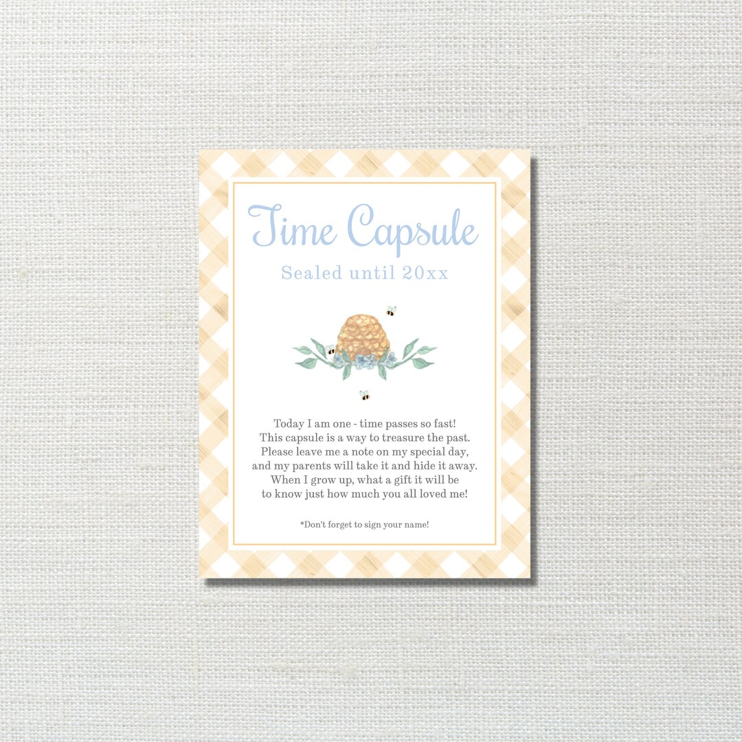 Printable Time Capsule Sign Template Bumblebees First Birthday Time ...