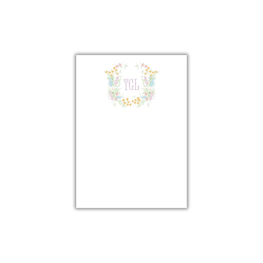 Monogrammed Floral Notepad for Women - Custom Notepad With Monogram ...