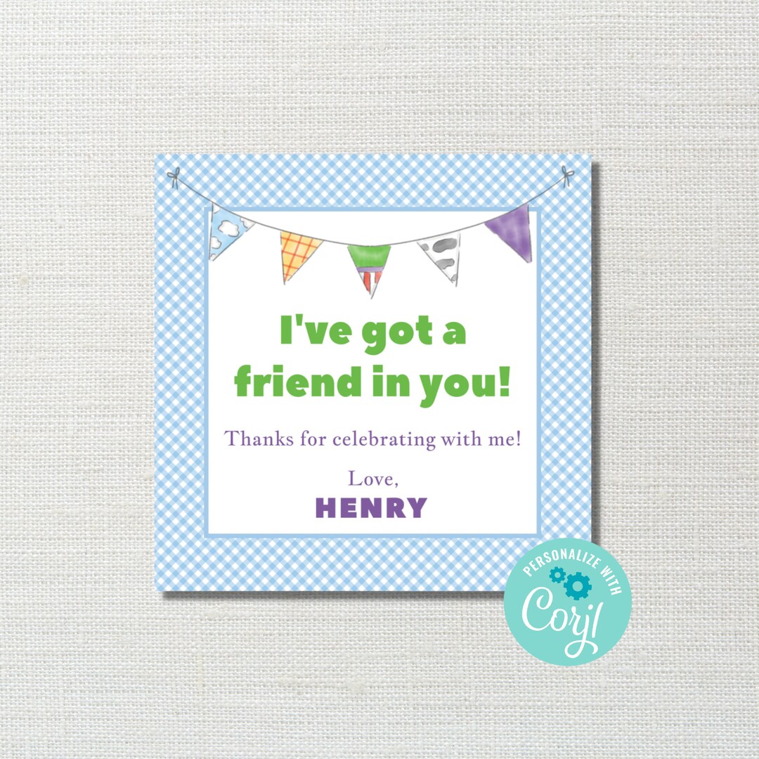 Printable Toy Friends Birthday Party Favor Tag Template - Printable ...