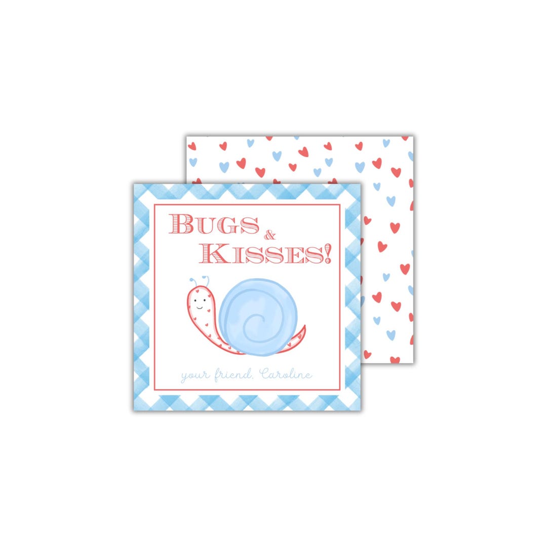 Printable Valentine Tags Bugs and Kisses Valentines Favor Tags ...