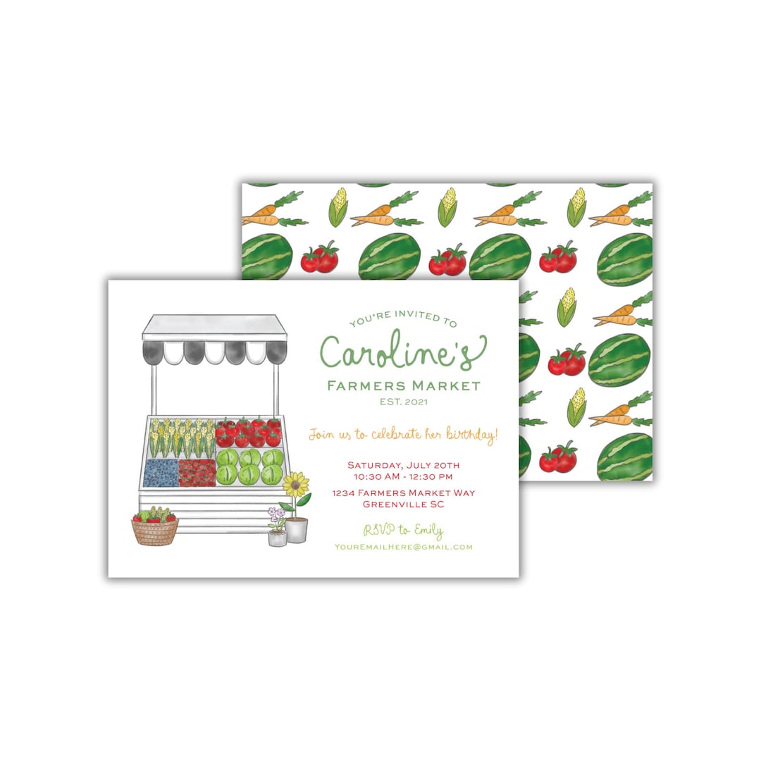Farmers Market Birthday Invitation - Printed Invitations - Kids ...