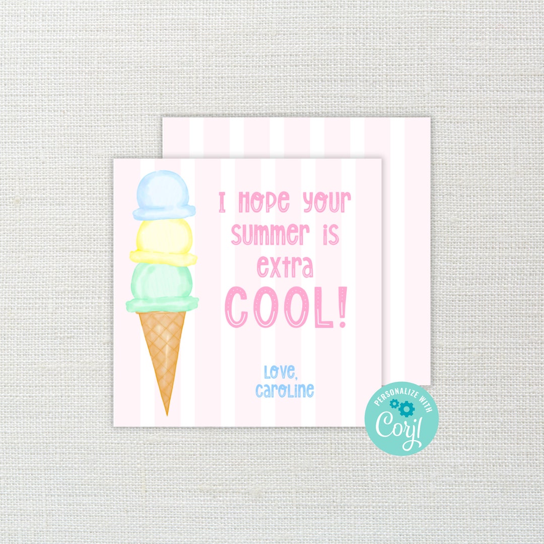 End of Year Classmate Gift Printable Gift Tag Template Extra Cool Ice ...