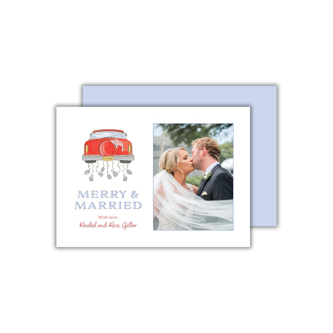 Printed Christmas Cards Married and Merry Newlywed Christmas Photo Card ...