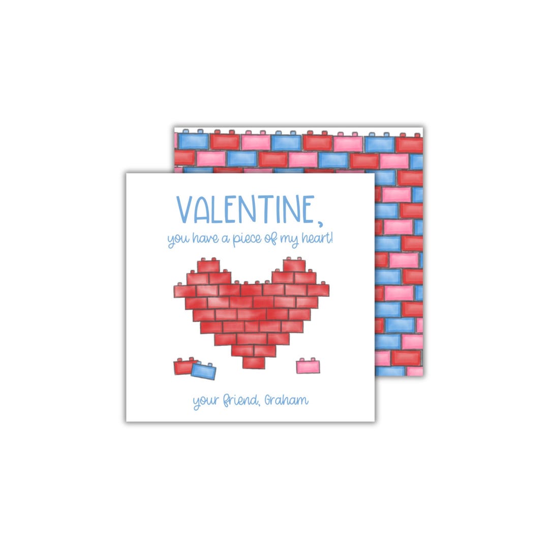 Printable Valentine Tags Building Block Valentines Valentines for Boys ...