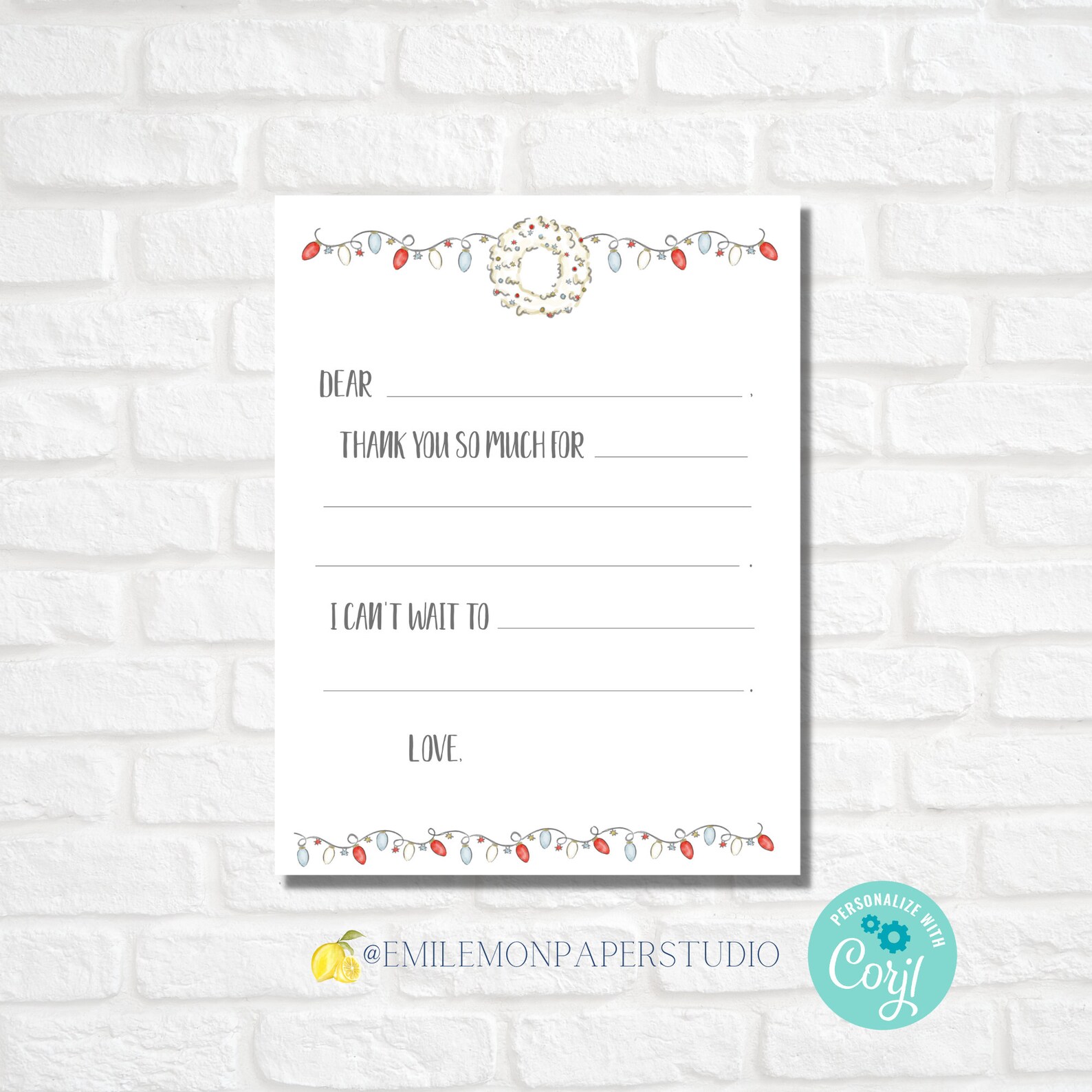 Printable Fill in the Blank Thank You Note for Kids Printable Thank You ...
