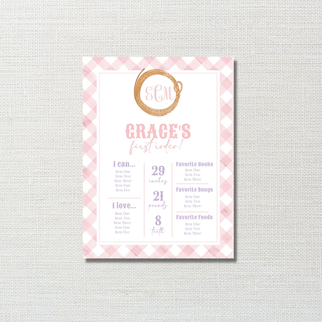 Printable My First Rodeo First Birthday Milestone Poster: Watercolor ...