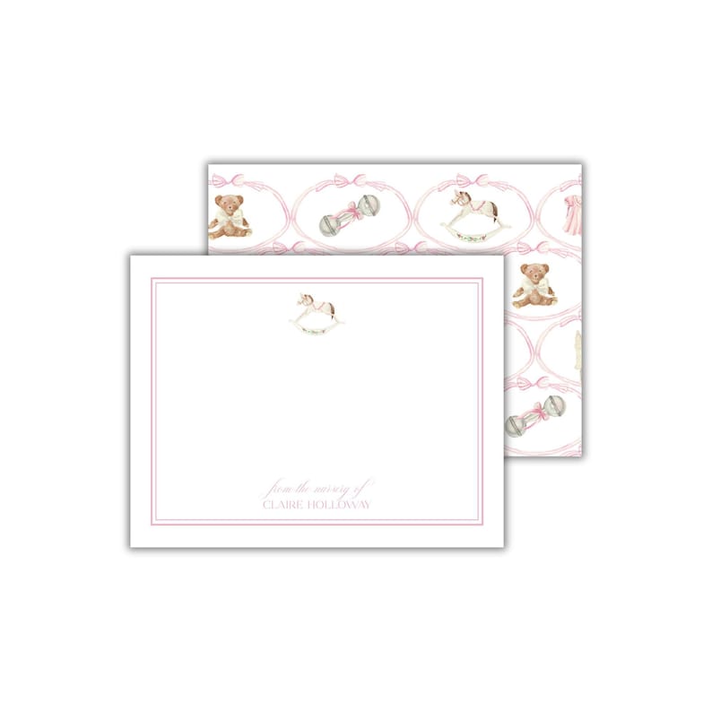 Rocking Horse Thank You Cards: Watercolor Baby Girl Stationery - Etsy