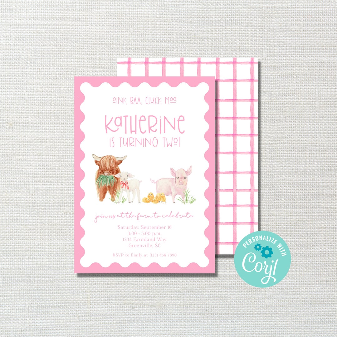 Printable Farm Birthday Invitation - Kids Farm Birthday Party ...