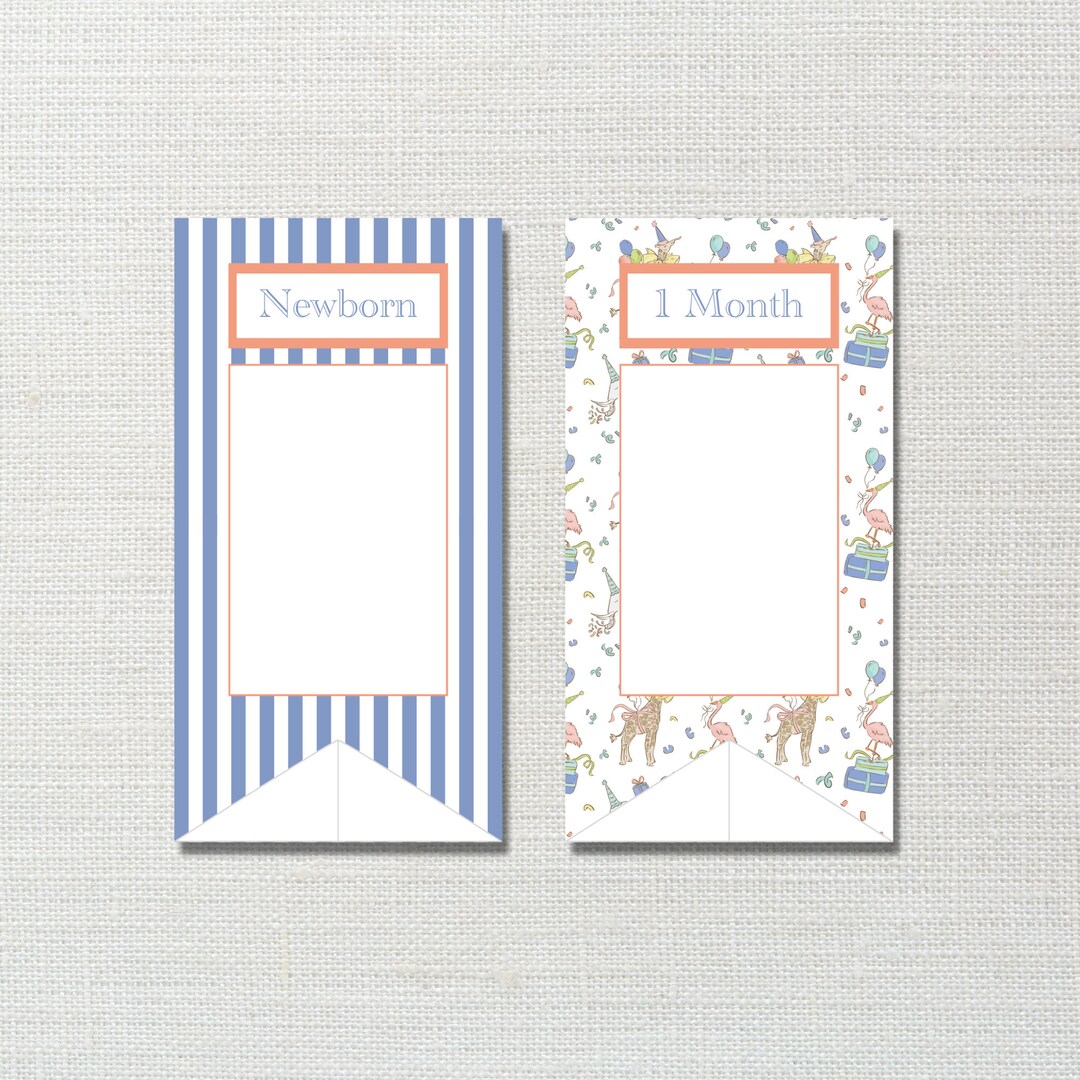 Printable First Birthday Monthly Photo Banner - Party Animals Monthly ...