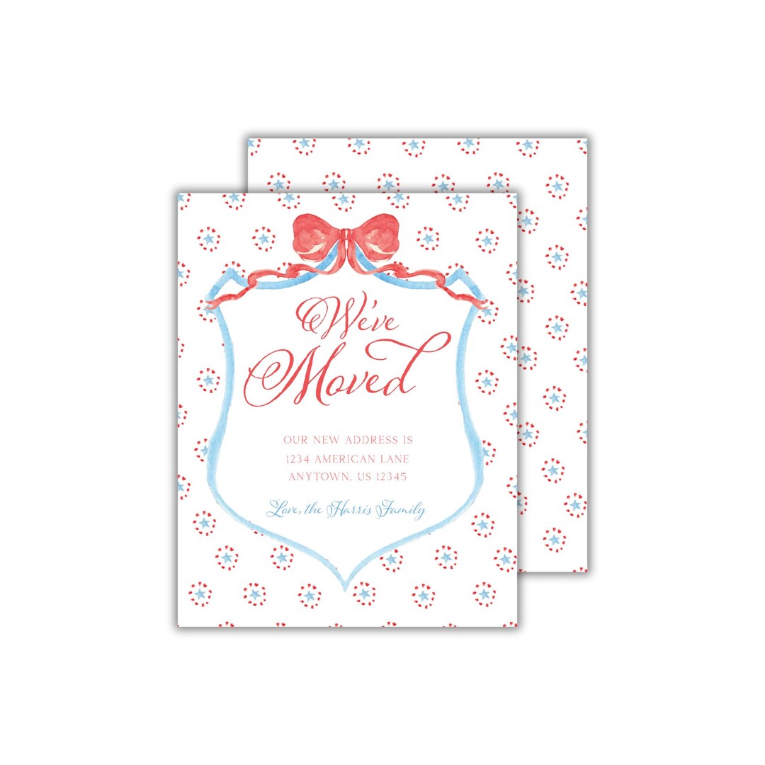 Watercolor Patriotic Moving Announcement Cards - Printed Moving ...