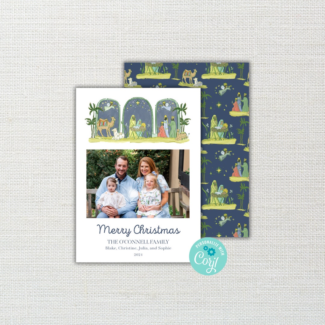 Printable Christmas Card Template Religious Christmas Photo Card ...