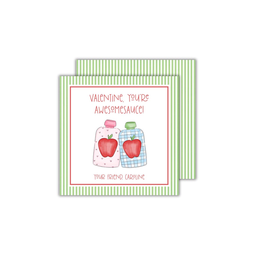 Printable Valentine Tags Applesauce Valentine Cards Squeeze Pouch ...
