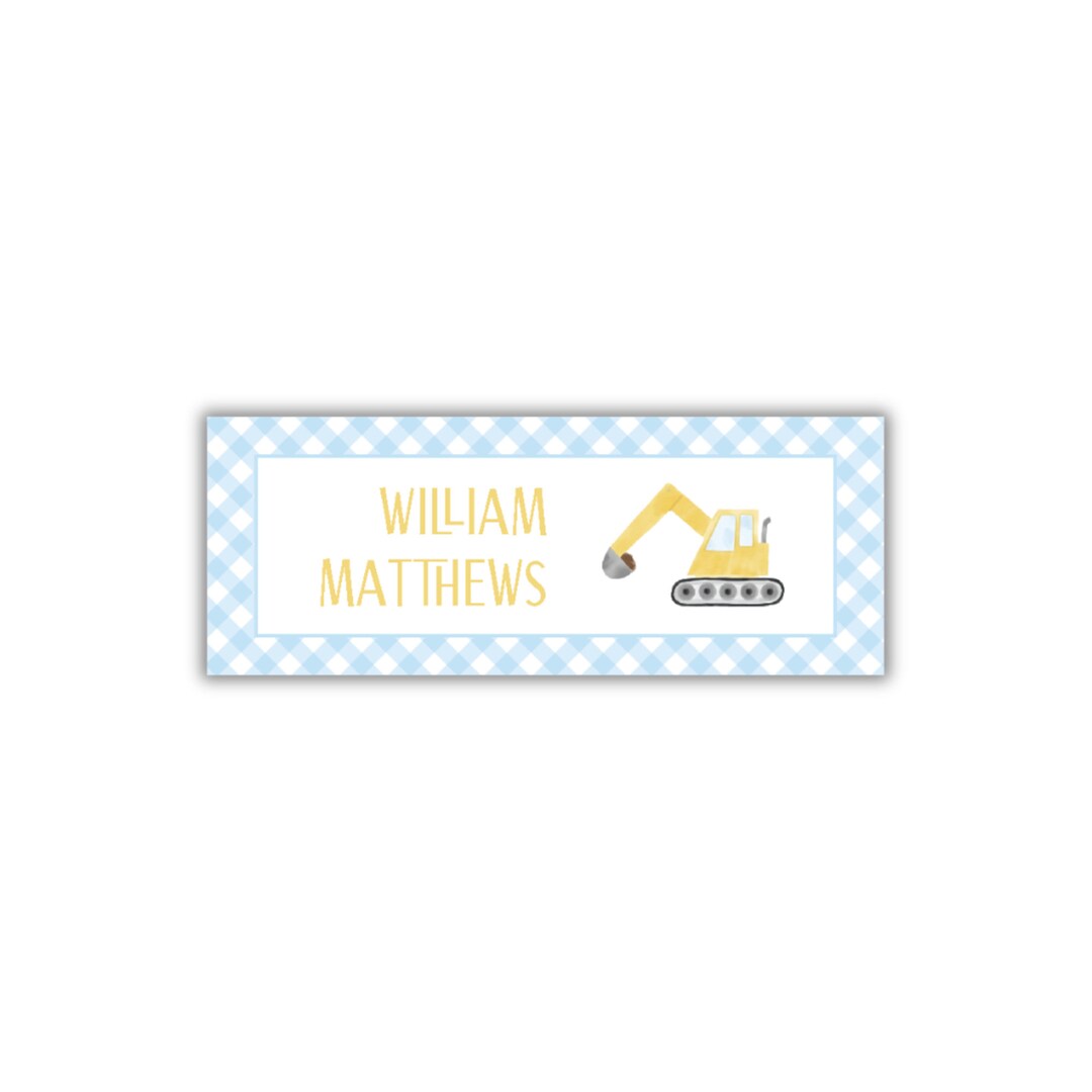 Personalized Digger Name Label Stickers: Water Resistant Construction ...
