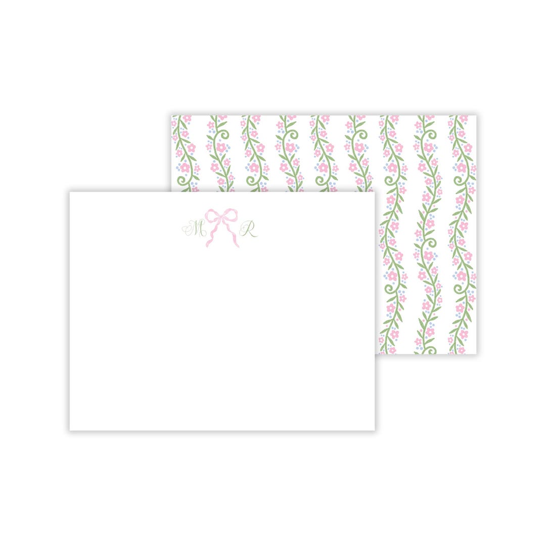 Personalized Floral Notecards for Girls - Floral Stationery - Girls ...