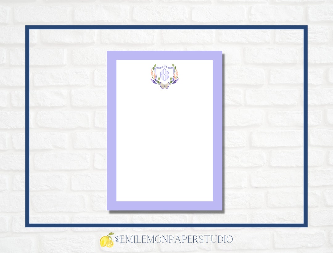 Personalized Monogram Notepad Monogram Crest Floral Notepad - Etsy