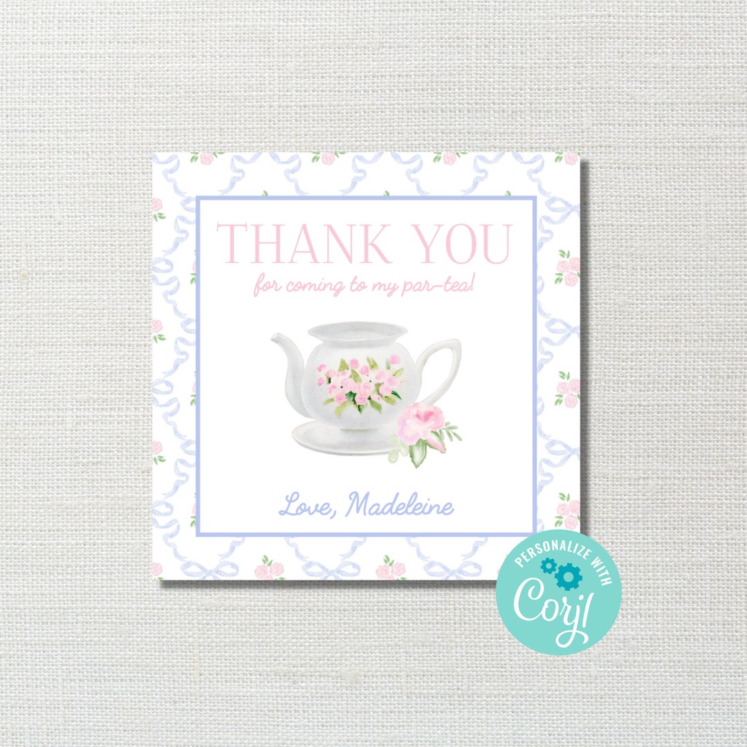 Tea Party Favor Tag Template Printable Tags Tea for Two Goody Bag Tags ...