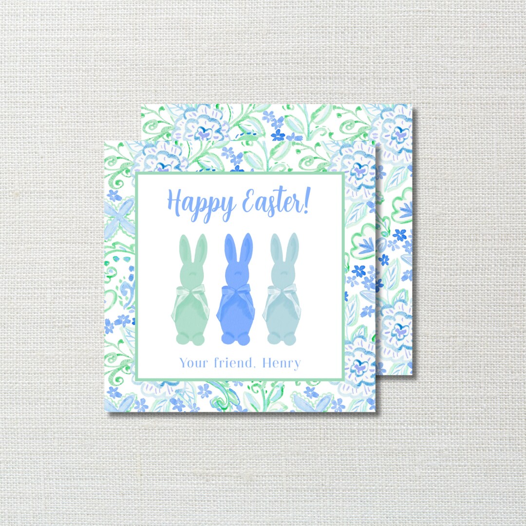 Printable Easter Gift Tag Template Flocked Bunny Gift Tag Printable ...