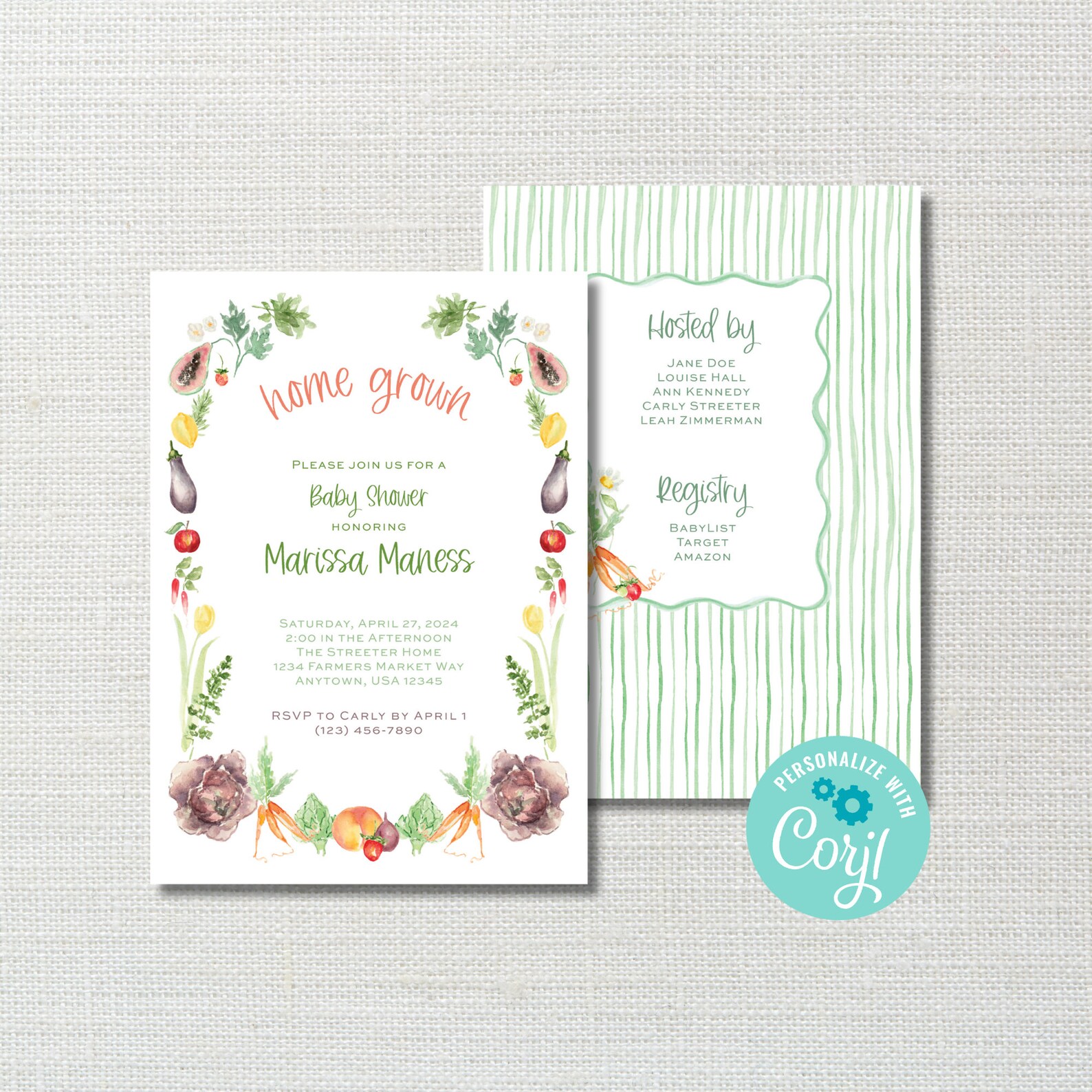 Printable home Grown Baby Shower Invitation Template Printable ...