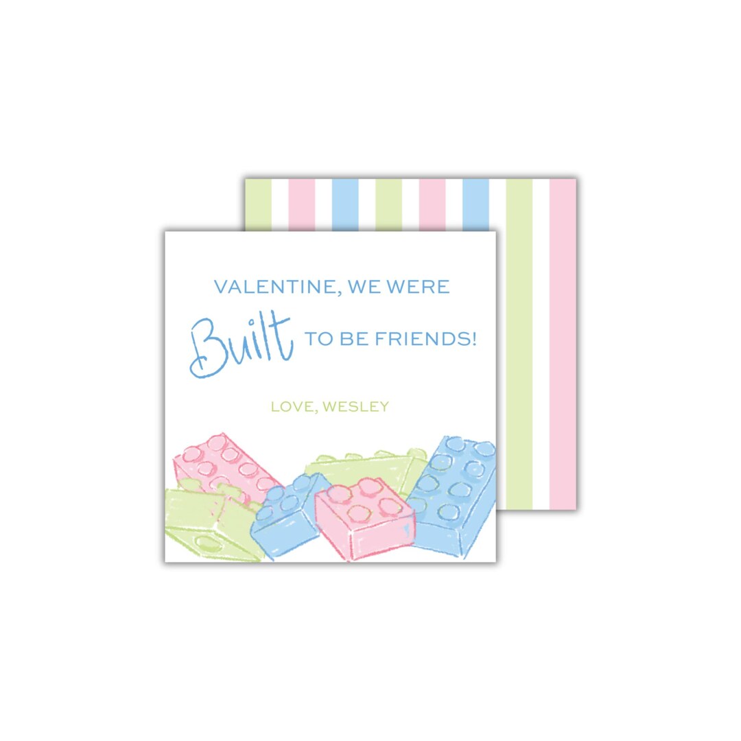Printable Watercolor Block Valentine Cards for Boys We Were Built to Be Friends Block Valentine ...