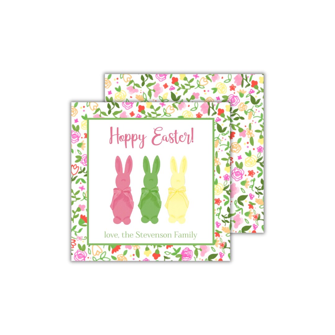 Printable Easter Tag Template - Flocked Bunny Easter Gift Tag - Easter ...