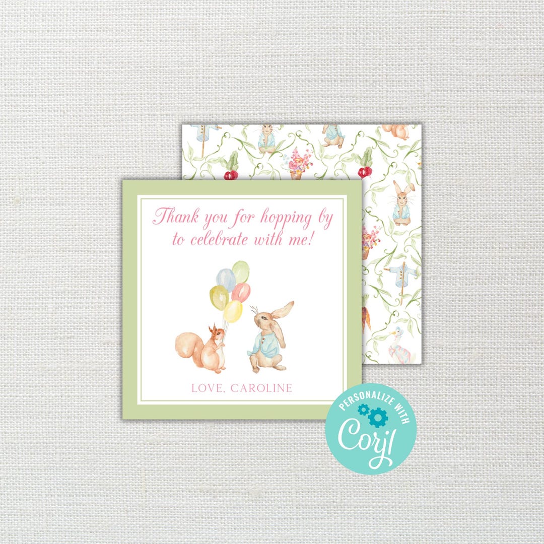 Printable Peter Rabbit Birthday Party Favor Tag - Watercolor Peter ...