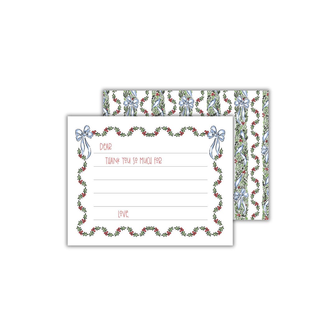 Holly Frame Christmas Lined Thank You Notecards for Kids: Holiday ...