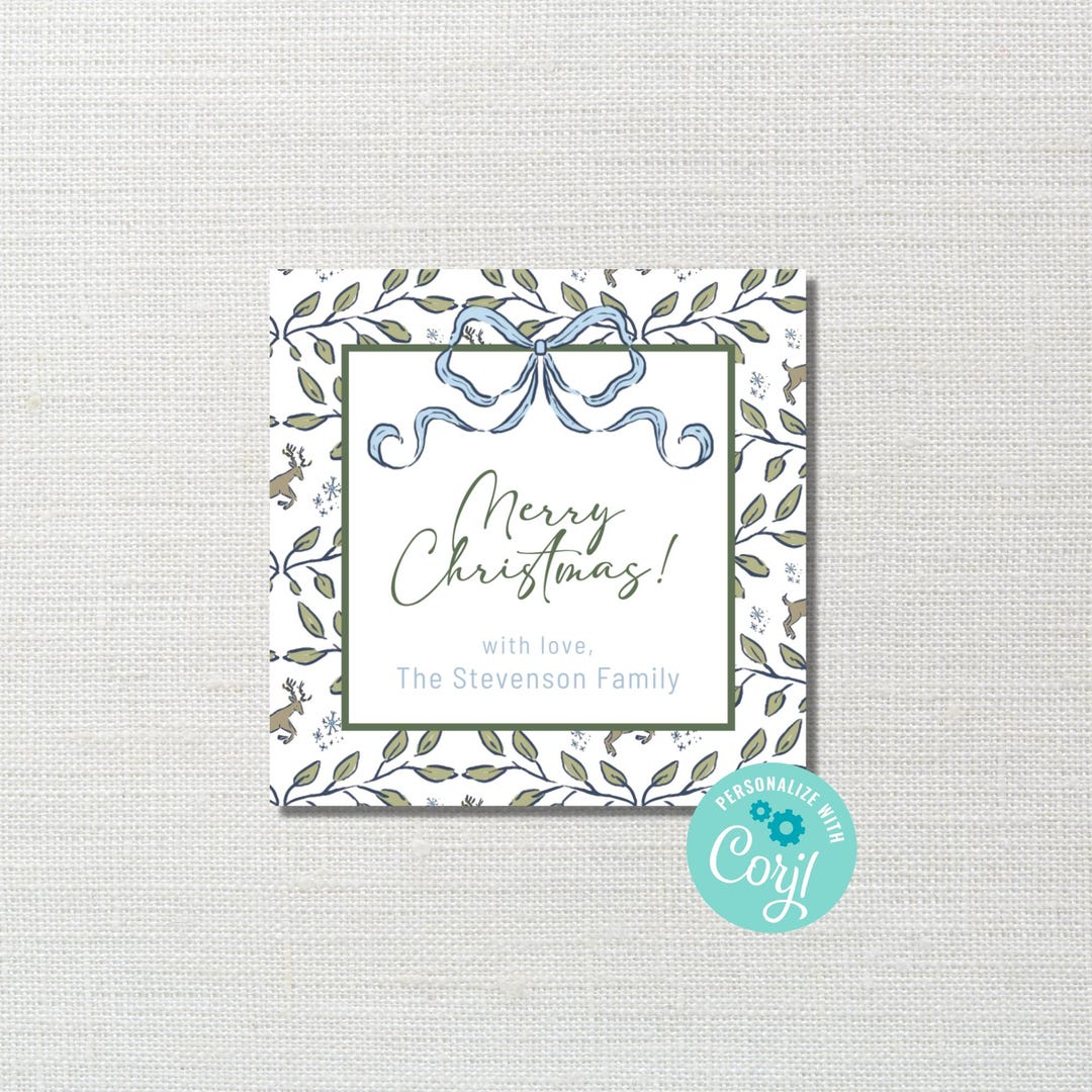 Printable Christmas Gift Tag Template Watercolor Christmas Tags Winter ...