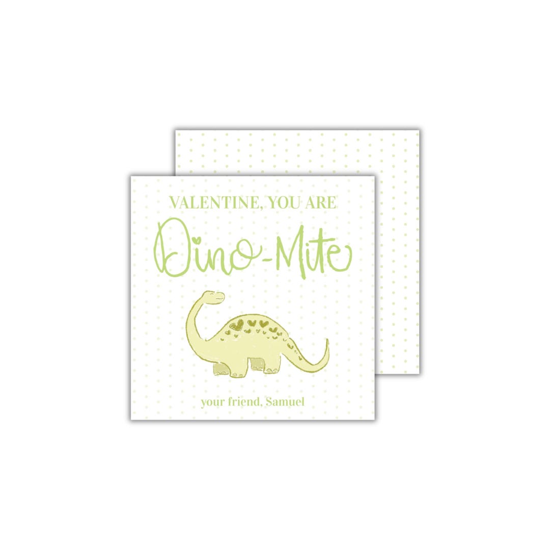 You're Dino-mite Printable Dinosaur Valentine Favor Tag Watercolor ...