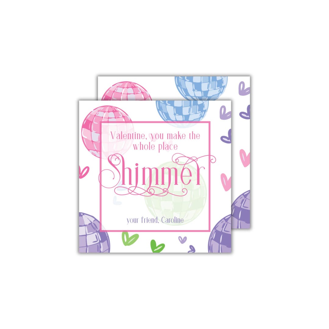 Printable Valentine Tags Disco Ball Valentine Cards Girls Valentines ...