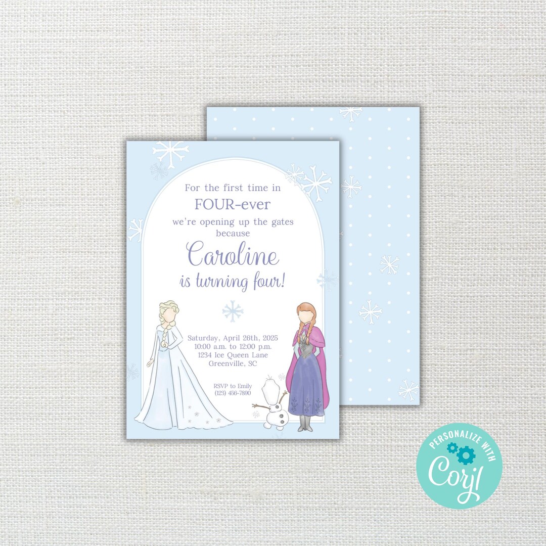 Printable Watercolor Ice Princess Girl Birthday Party Invitation ...