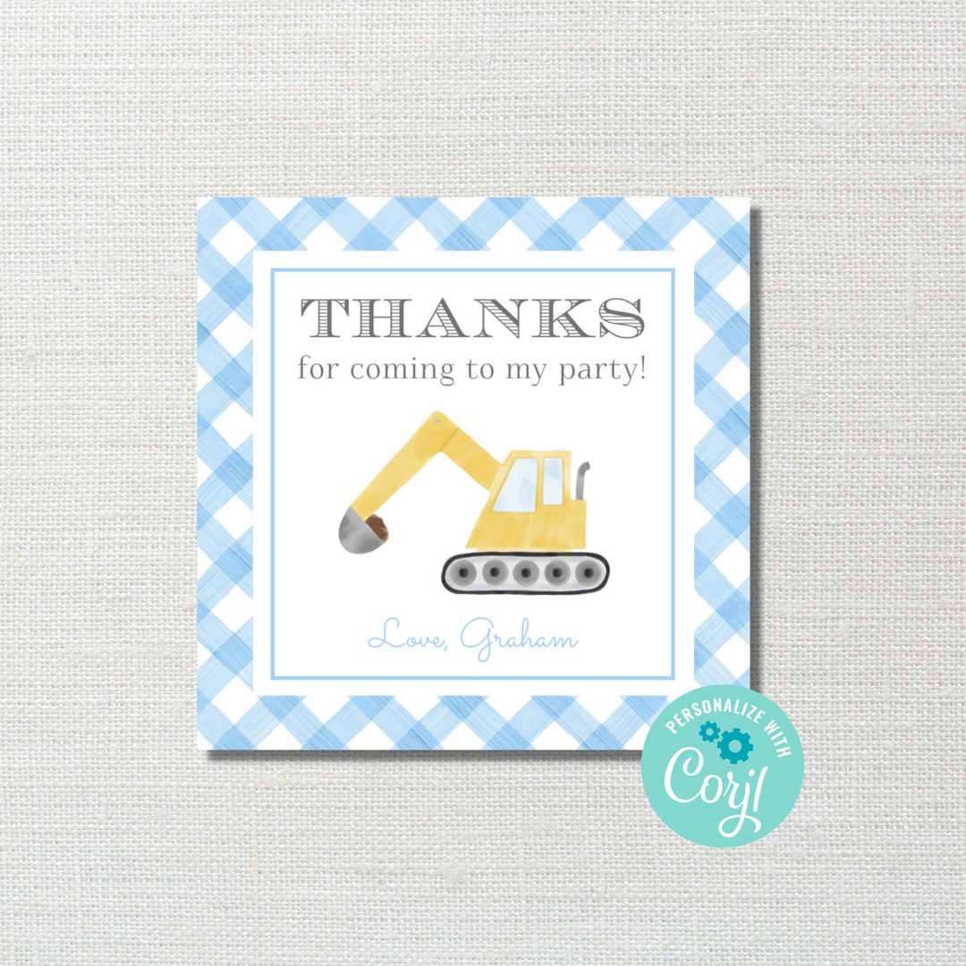 Printable Digger Favor Tag Template - Printable Tags - Construction ...
