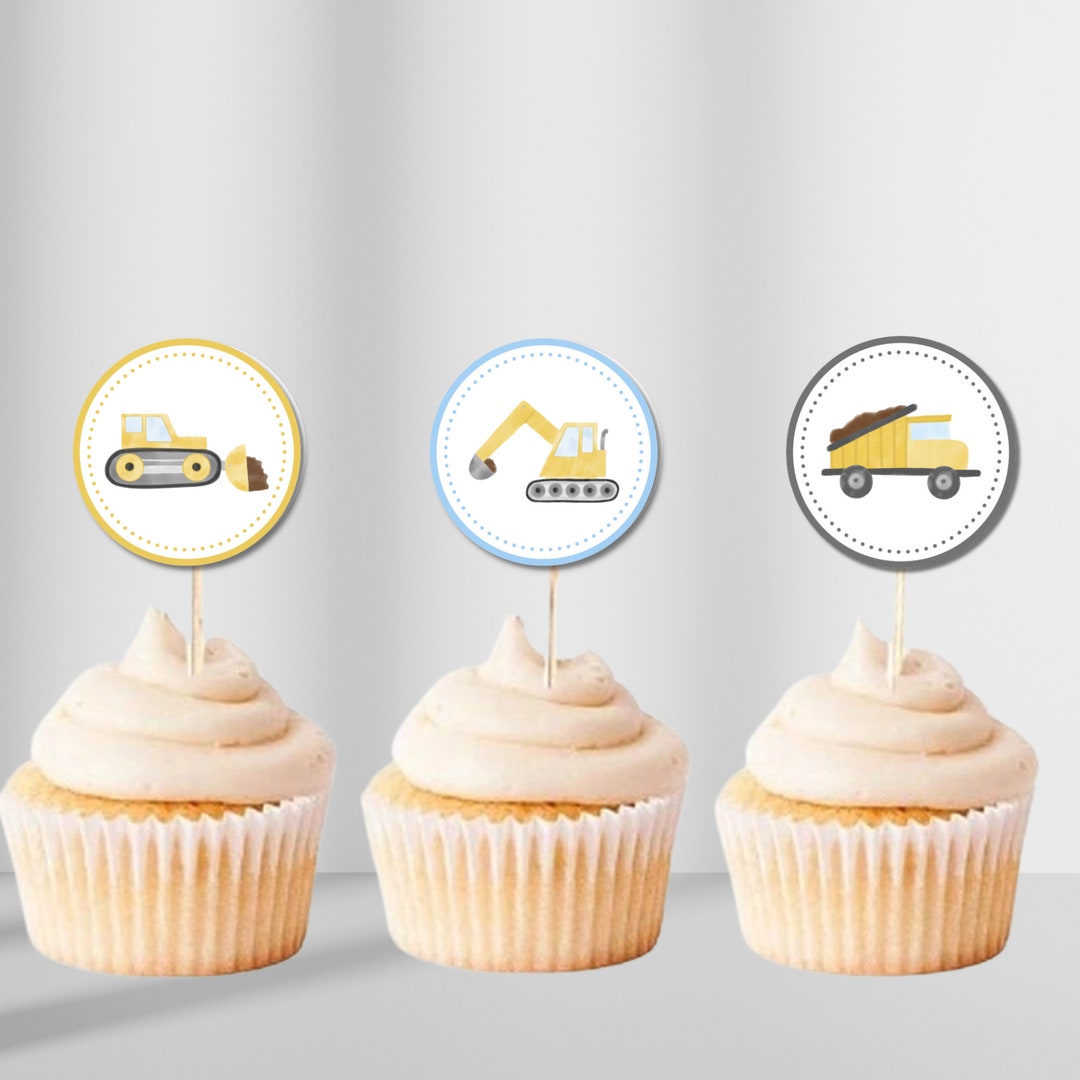 Printable Construction Vehicles Cupcake Toppers: Watercolor Trucks ...