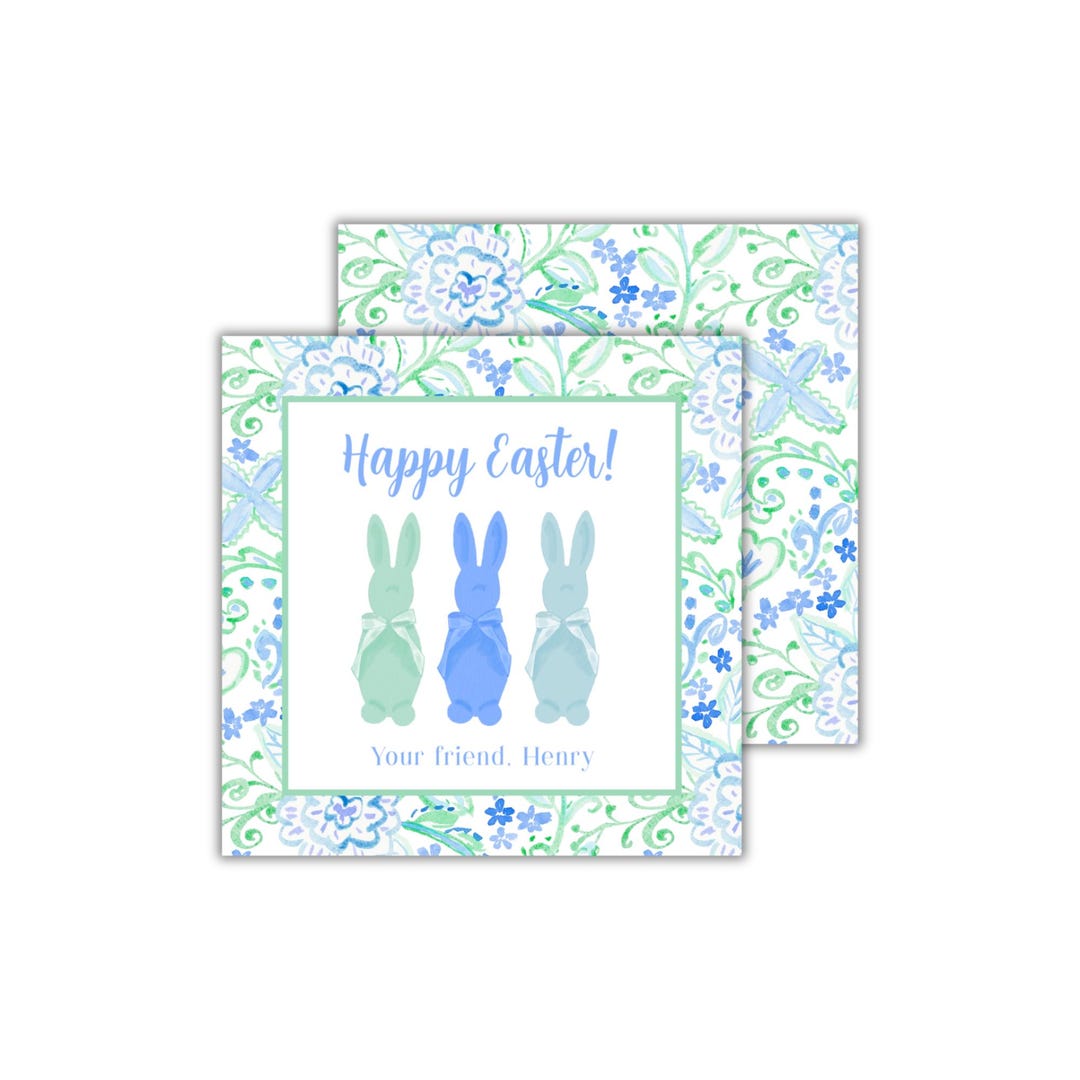 Printable Easter Gift Tag Template - Flocked Bunny Gift Tag - Printable ...