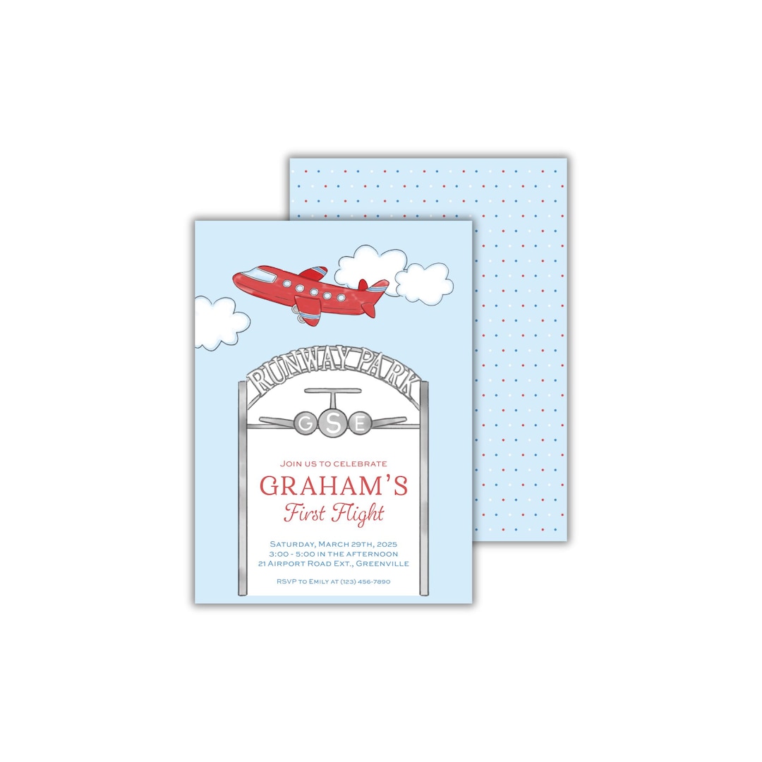 Airplane Birthday Party Invitation - Runway Park Airport Party ...