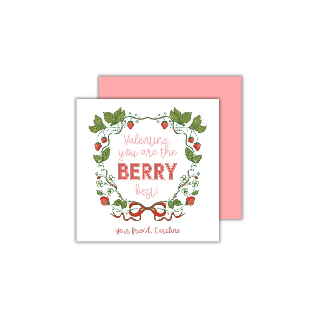 Printable Strawberry Valentine Cards for Kids Berry Sweet Classroom ...