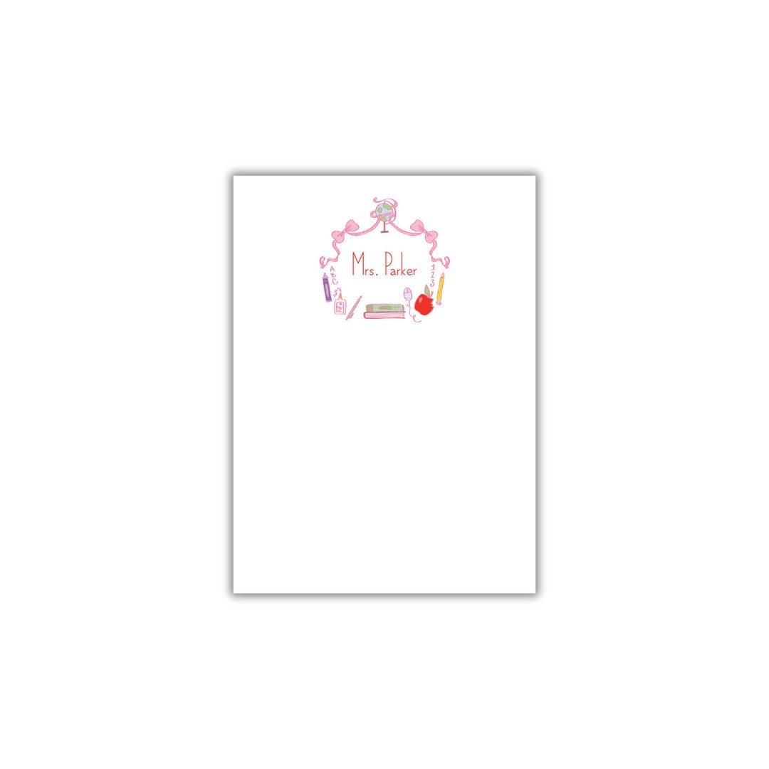 Pink Classroom Crest Personalized Teacher Notepad - Etsy